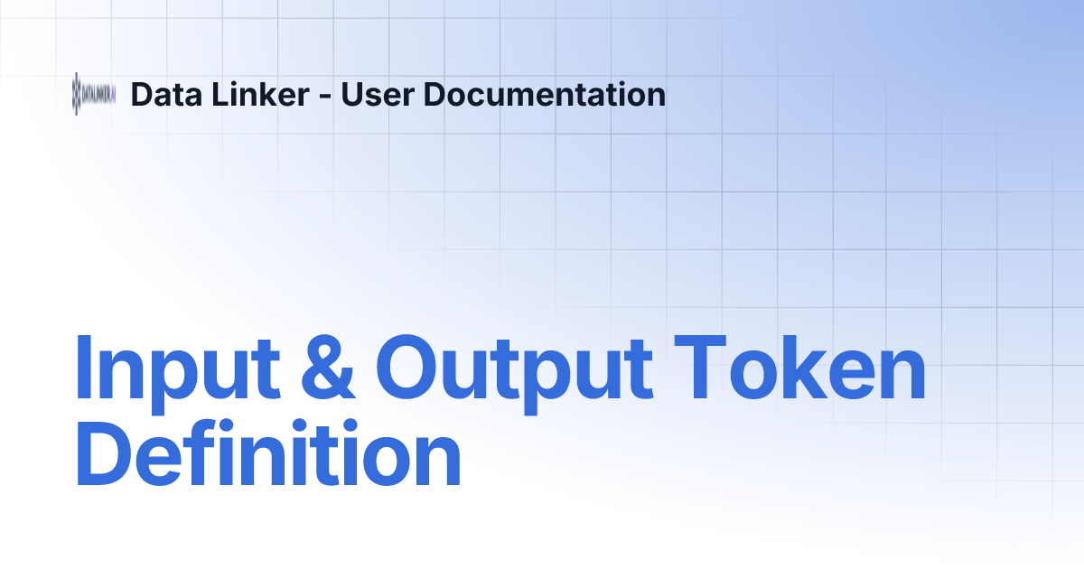 Input & Output Token Definition | Data Linker - User Documentation
